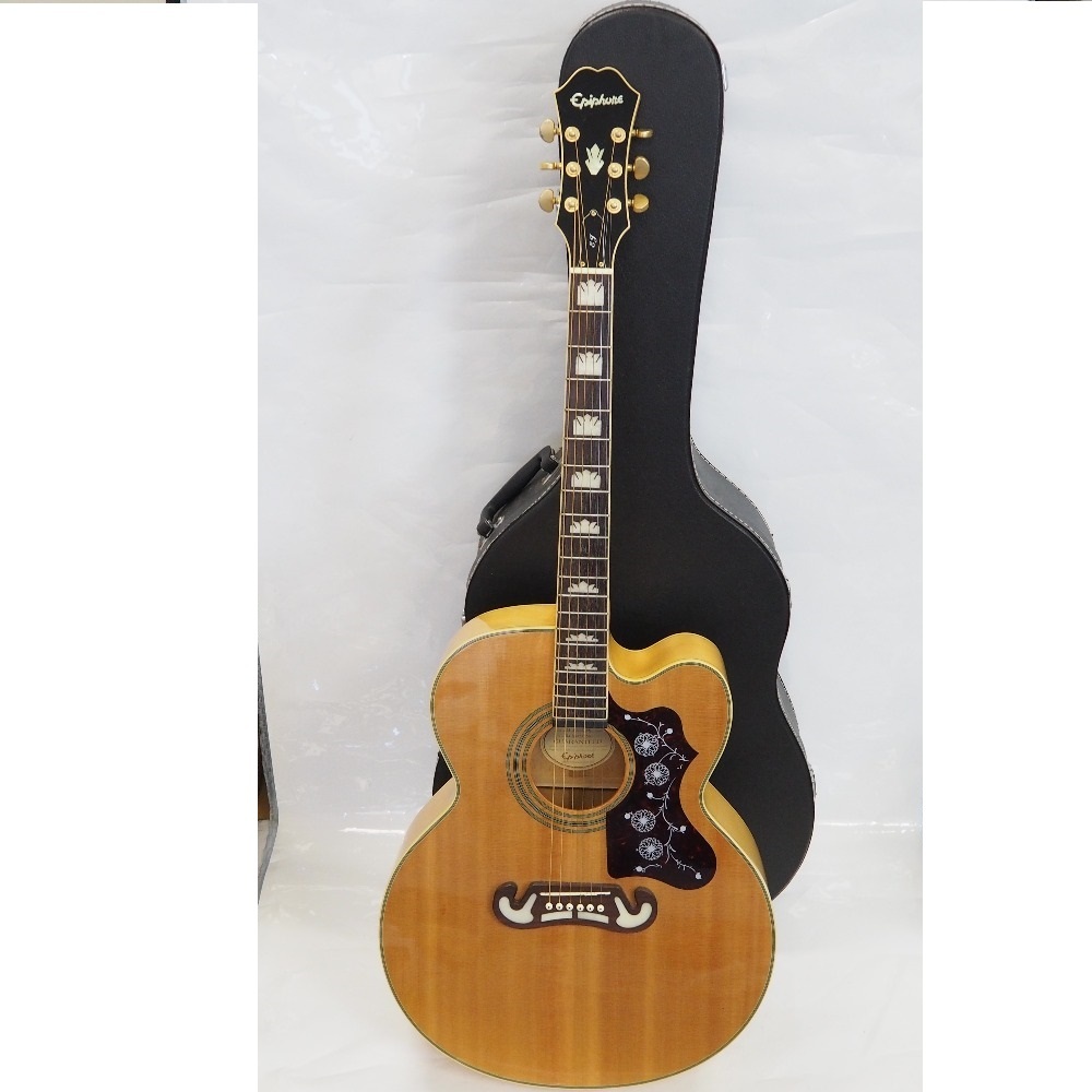 【やや傷や汚れあり】Th964781 エピフォン アコースティックギター EJ 200CE NA エレアコ ベージュ系 Epiphon 良好 ...