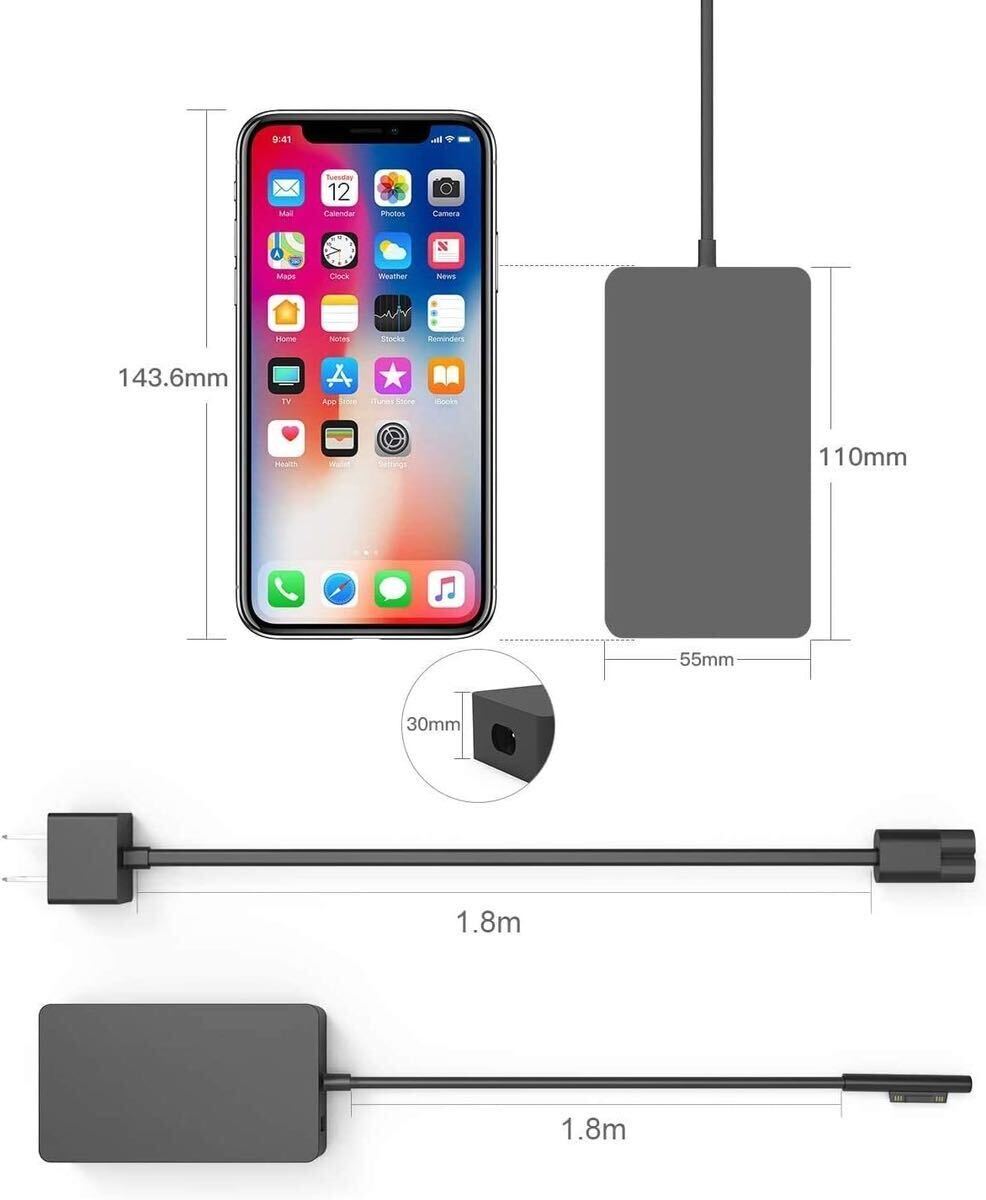 【未使用】Surface アダプター 65W 電源ACアダプター 15V4A 充電器 Microsoft Surface Pro3 Pro4 Pro5 Pro6 Pro7 Pro X ...