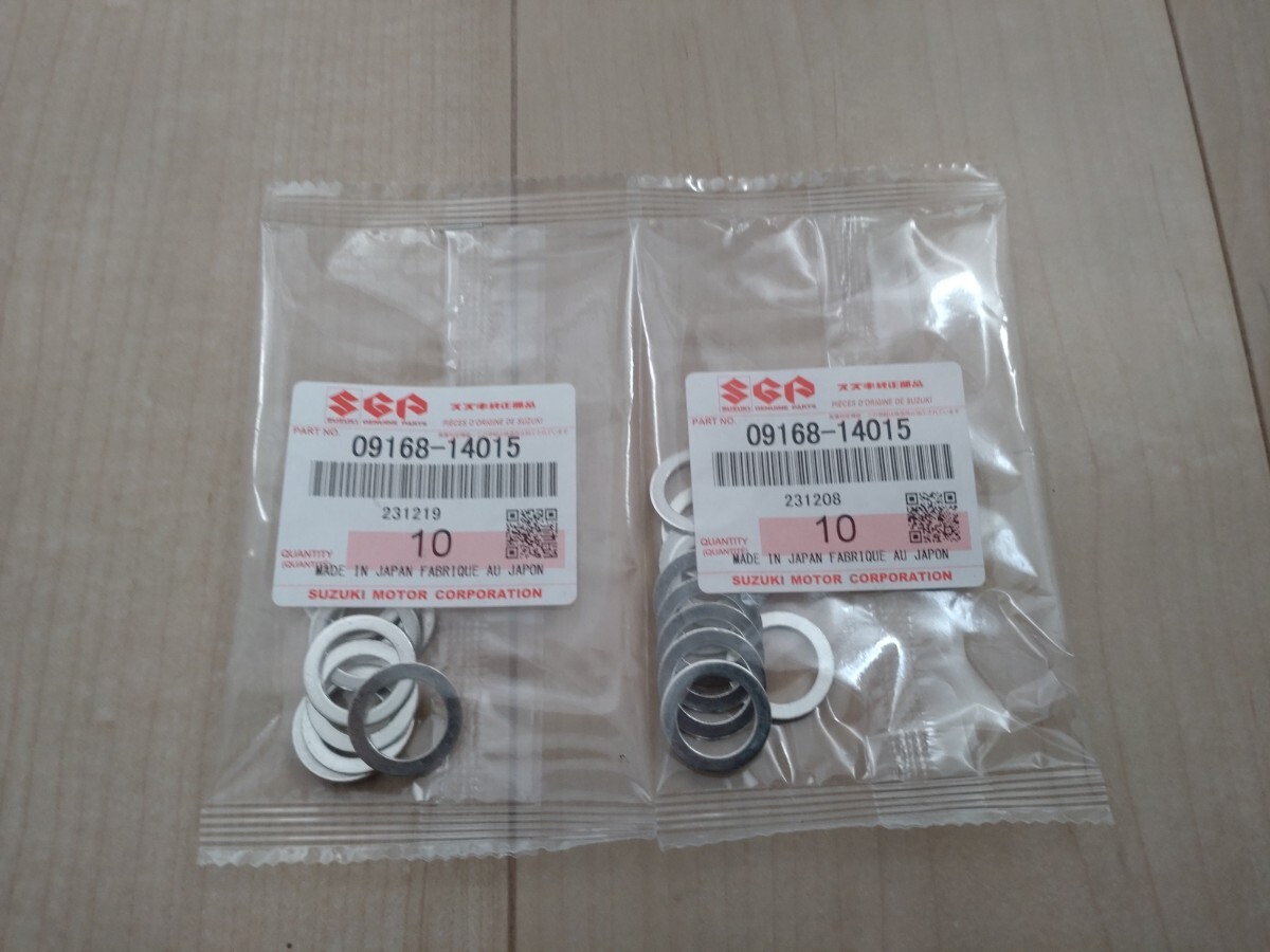 【未使用】新品 未使用 スズキ 純正 オイルドレンガスケット 10個 09168-14015 ワゴンR スペーシア ハスラー アルト ラパン ...