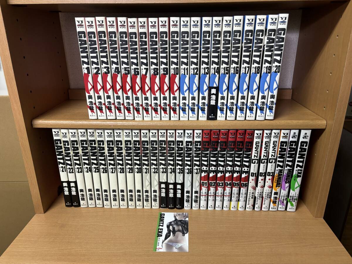 【目立った傷や汚れなし】計49冊 おまけ付き 「gantz ガンツ 全37巻」 「g ジー 全3巻」 「e イー 1～6巻（最新）」 「小説等