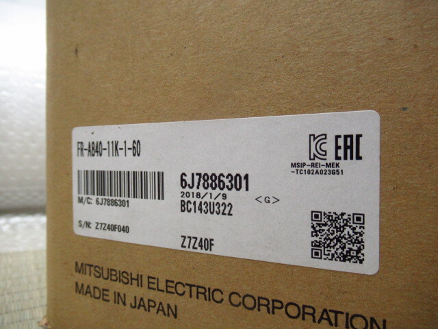 【未使用】新品未開封 三菱 インバーター FR-A840 / FR-A840-11K-1-60 / 2018年製 管理FU0716f-H02の落札情報詳細 - Yahoo!オークション落札価格 ...