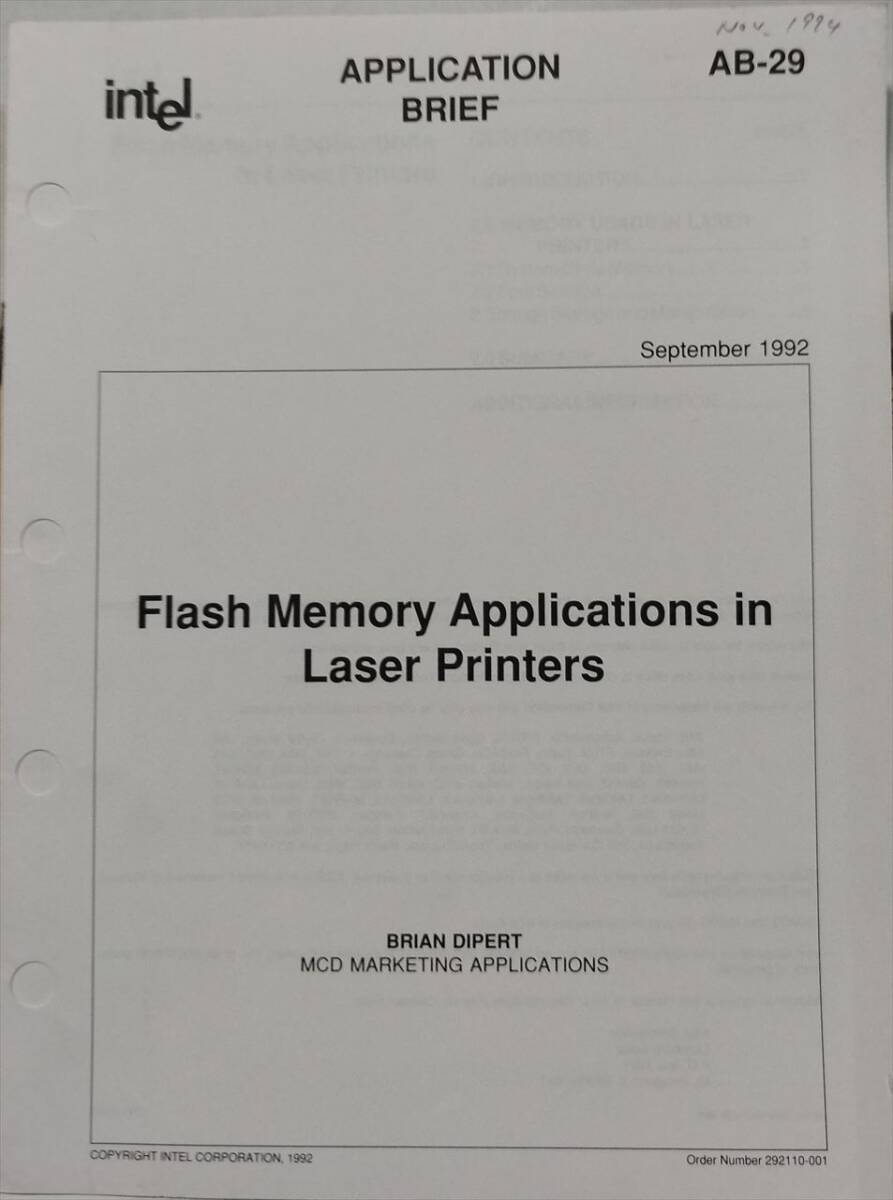 【目立った傷や汚れなし】【intel】Flash Memory Applications in Laser Printers ...