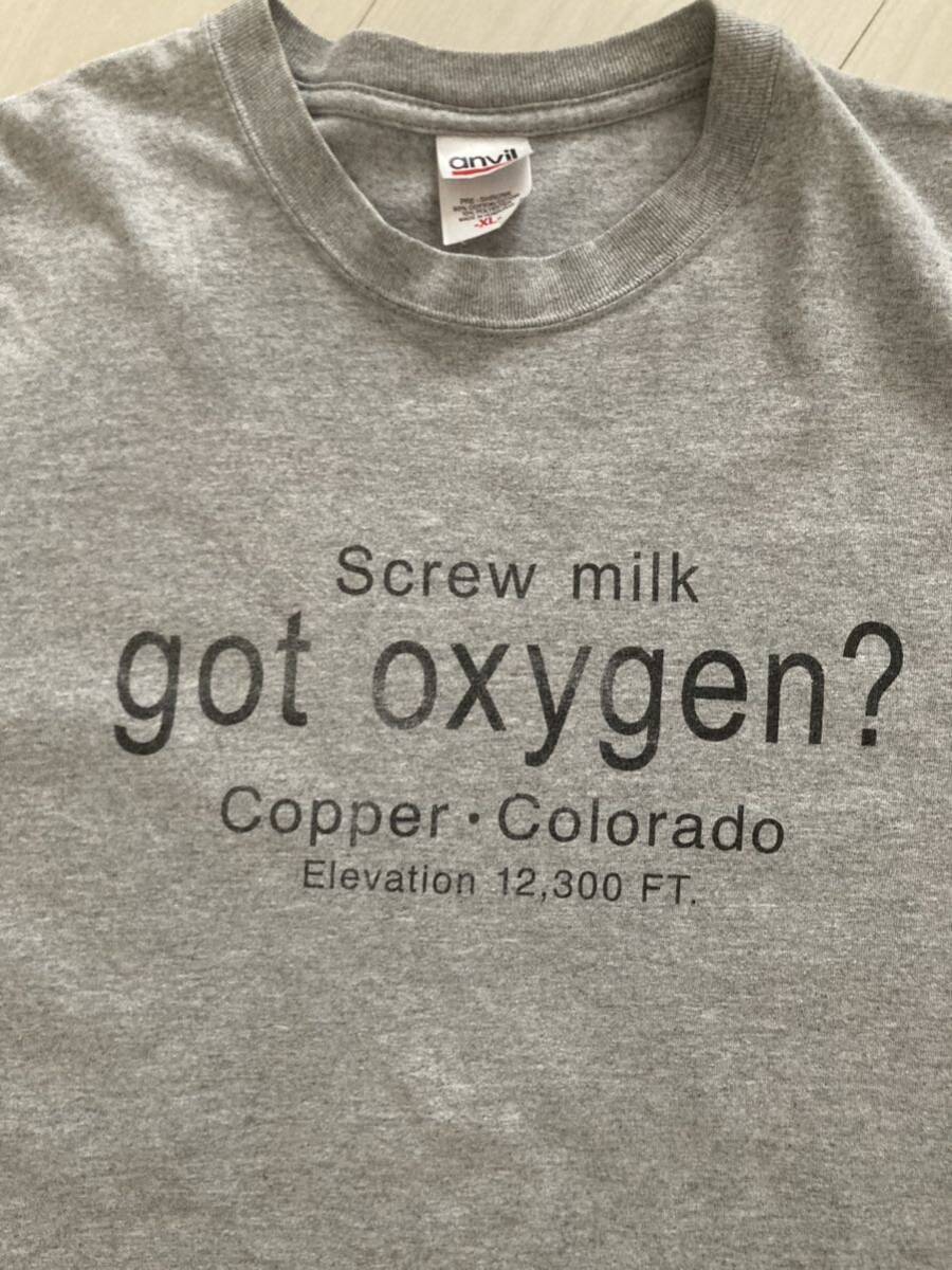 【やや傷や汚れあり】00’s got oxygen? Got milk パロディ 企業 Tシャツ anvil XL グレー 検）ヴィンテージ メッセージ apple maxell Google ...