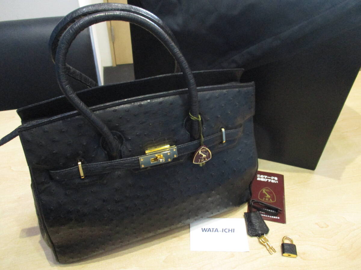 【目立った傷や汚れなし】JRA認証 WATA-ICHI ワタイチ オーストリッチレザー ダチョウ革 ハンドバッグ ブラック 南京錠 保存袋付き 箱付き 保管品の落札情報詳細 - Yahoo ...