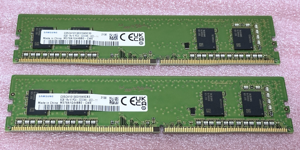 【目立った傷や汚れなし】 Samsung M378A1G44BB0-CWE 2枚セット - PC4-25600/DDR4-3200/PC4-3200AA 288Pin DDR4 UDIMM ...