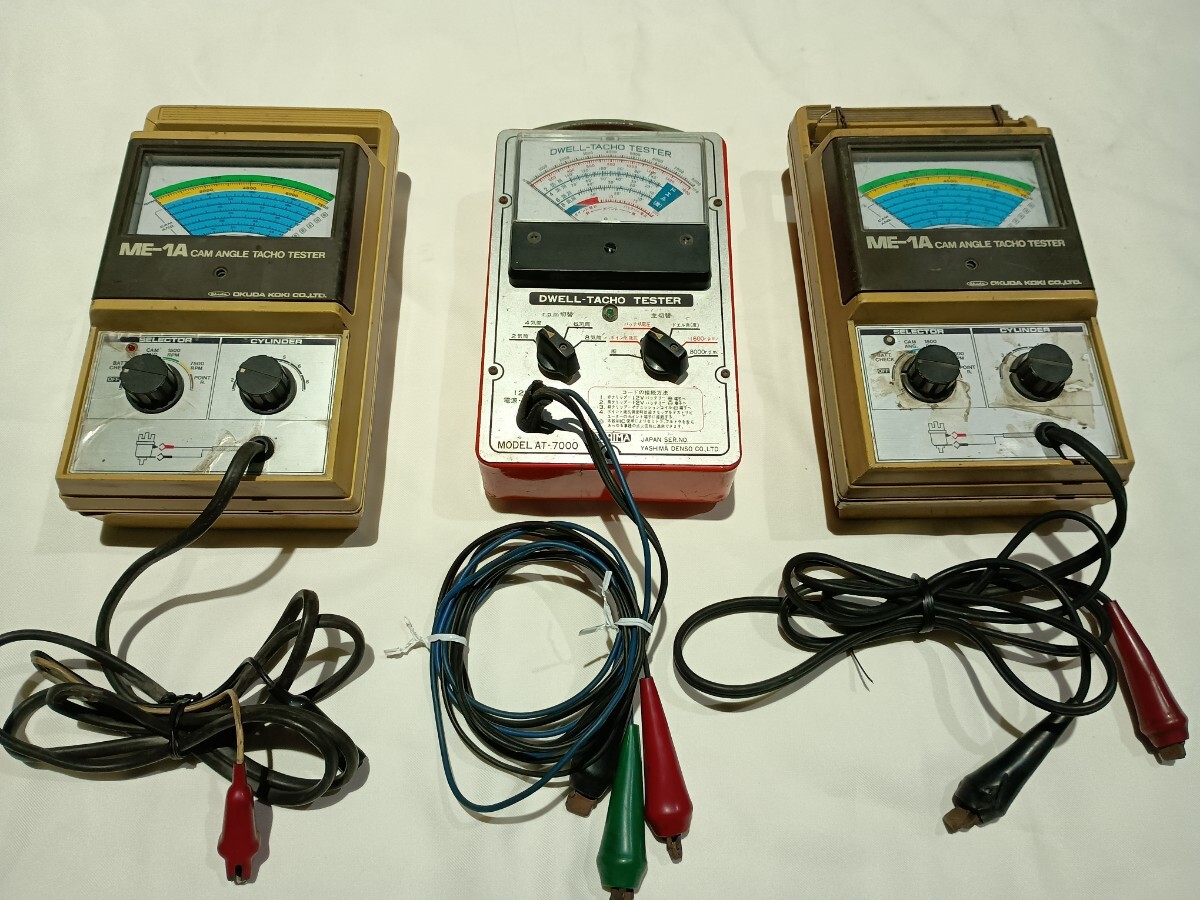 【全体的に状態が悪い】奥田工機ME-1A カムアングルタコテスター2台ヤシマ電装 ドエルタコテスター AT-7000 旧車整備 デスビ測定器 ...