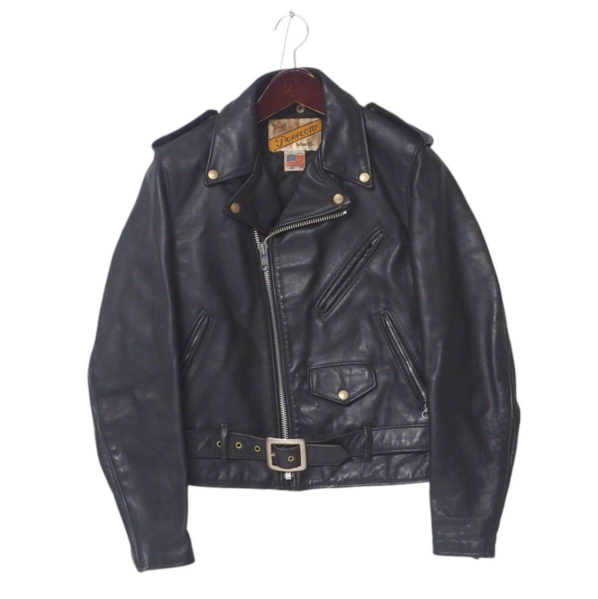 【傷や汚れあり】TI6798 80～90sヴィンテージ*バイカータグ後期*USA製*ショット/Schott*メンズ46*618*ダブルライダースジャケット/レザーブルゾン*黒系の落札情報詳細 ...