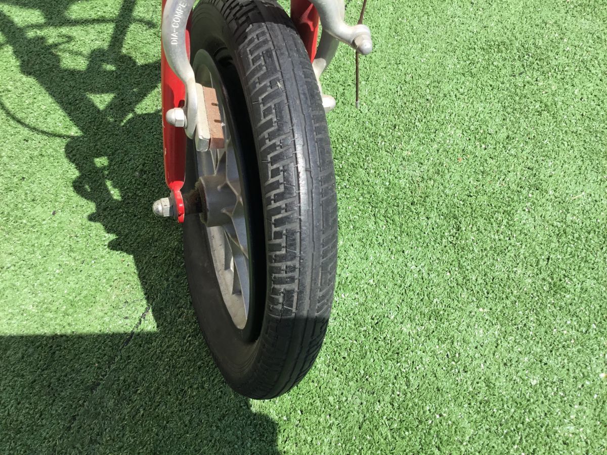 【中古】 営IS399-300D Bridgestone Picnica ブリヂストン ピクニカ レッド 折りたたみ自転車 昭和レトロ ベルト ...