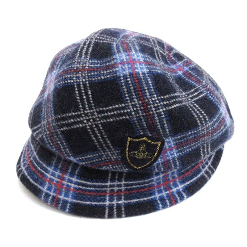 【未使用】未使用品 ヴィヴィアンウエストウッド Vivienne Westwood ウール ハット チェック ネイビー系 250530E 帽子 GY03 レディースの落札情報詳細 ...