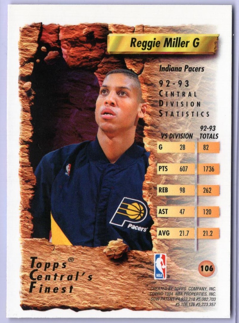 【目立った傷や汚れなし】【レジーミラー】NBA93-94 Topps Finest #106 Refractor ReggieMiller/IndianaPacers リフラクターパラレルの ...