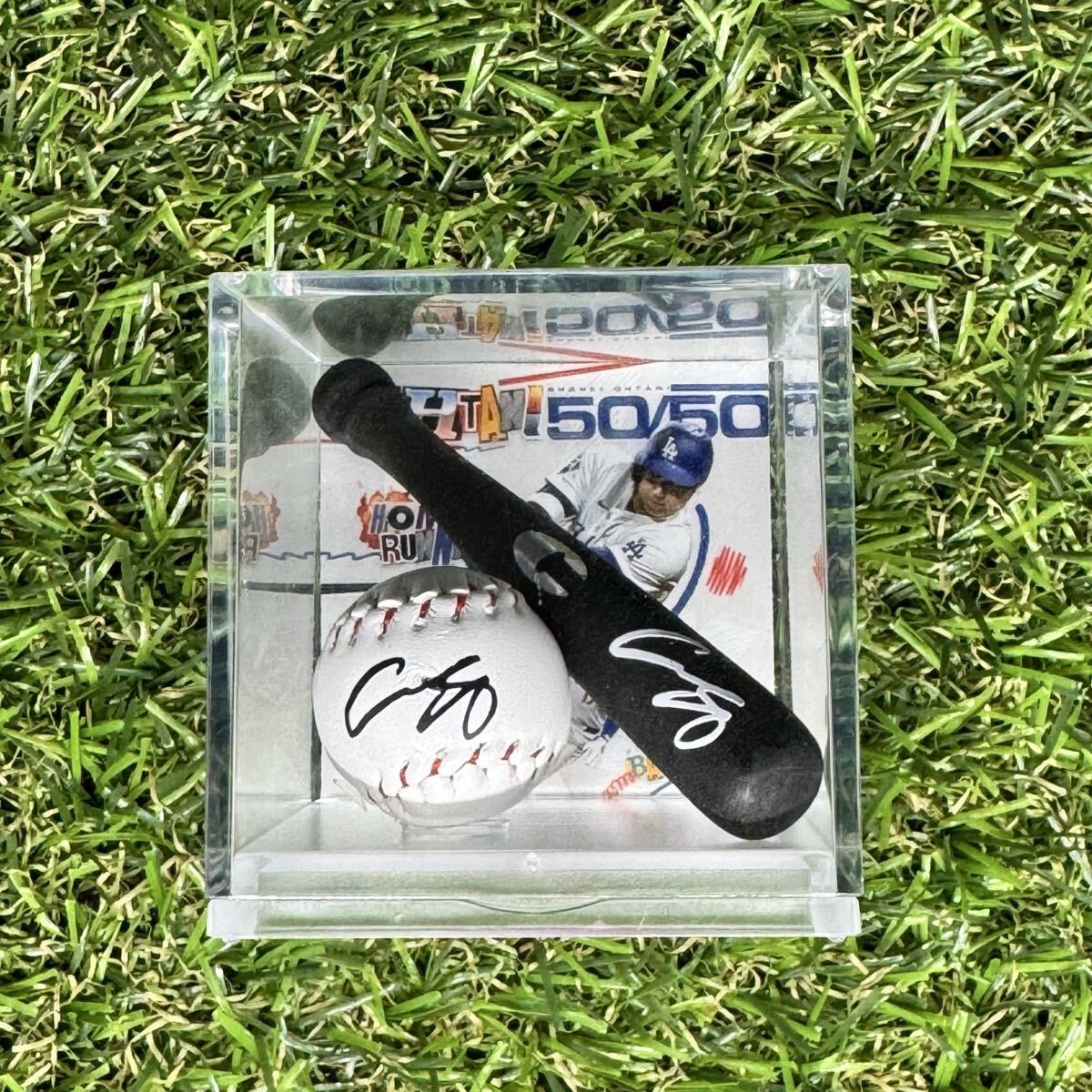 【未使用】非売品 ドジャース 大谷翔平 サインプリントボール バット ディスプレイフィギュア 2024 NL MVP 50/50CLUBの落札 ...