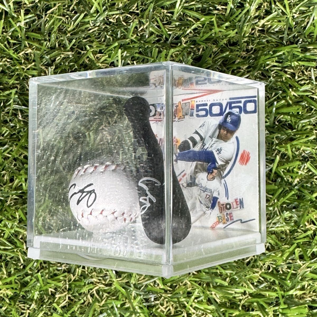 【未使用】非売品 ドジャース 大谷翔平 サインプリントボール バット ディスプレイフィギュア 2024 NL MVP 50/50CLUBの落札 ...