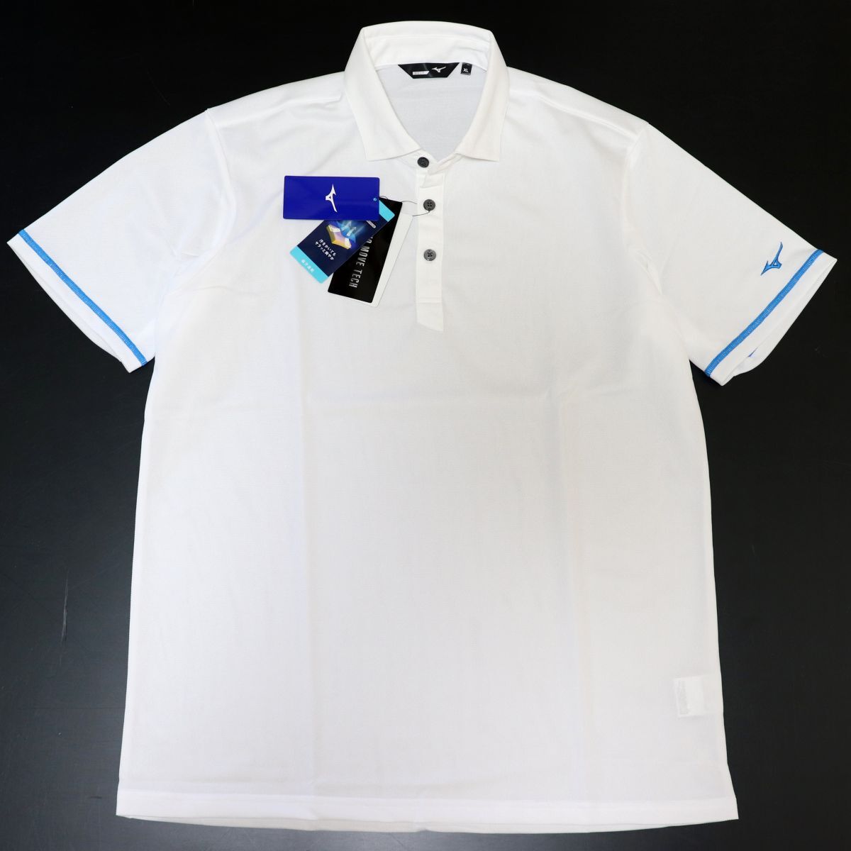 【未使用】 送料390円可能商品 ミズノ ゴルフ MIZUNO GOLF 新品 メンズ 吸汗速乾 ストレッチ 半袖 ポロシャツ 白[52JA9051011N-2XL] 一 三 零★QWERの ...