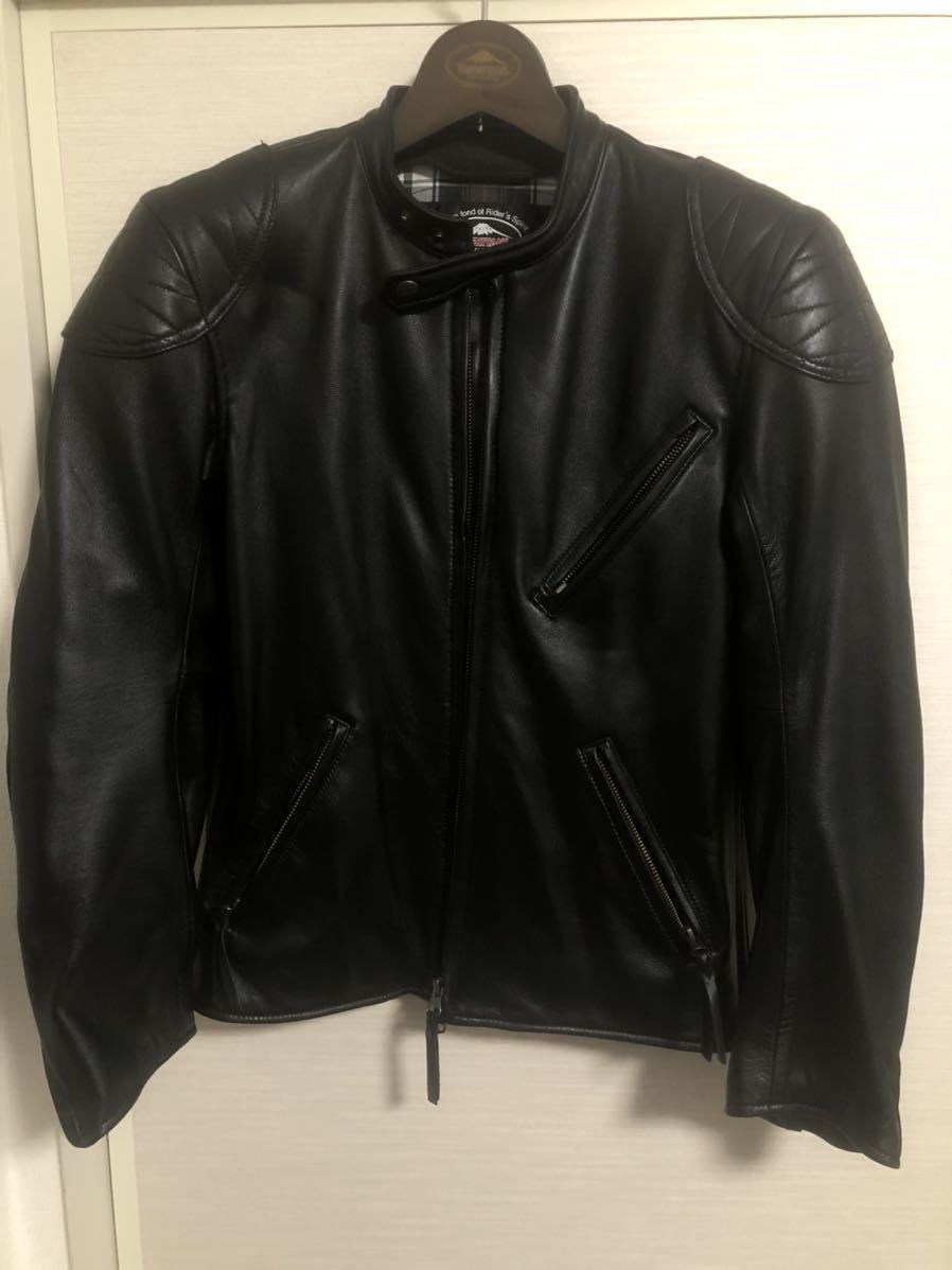 【中古】極上 美品 Falling bones フォーリングボーンズ STONE FORT ロゴ刺繍 ノーカラー 本革 レザーライダースジャケット ブラック 38 岩城滉一 の落札情報詳細 ...