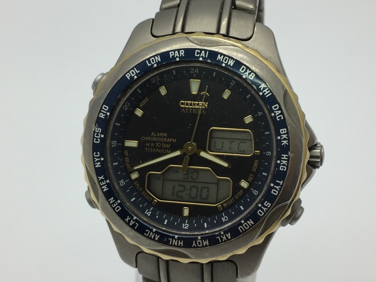 【1円開始】 CITIZEN シチズン アテッサ C605-000648 メンズ エコドライブ 腕時計 中古 ジャンク m20091118の ...