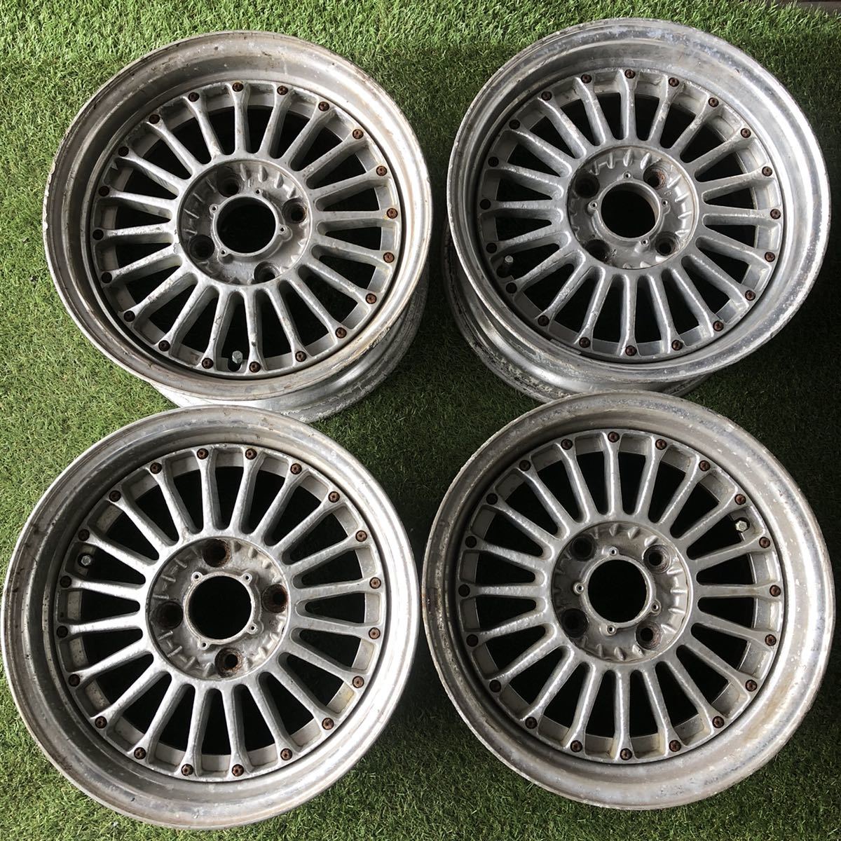 【中古】レア 希少 WORK EWING-Ⅱ 12インチ アルミホイール 4本 12x4.5B 4H 12穴マルチ フィンタイプ メッキ 当時 ...