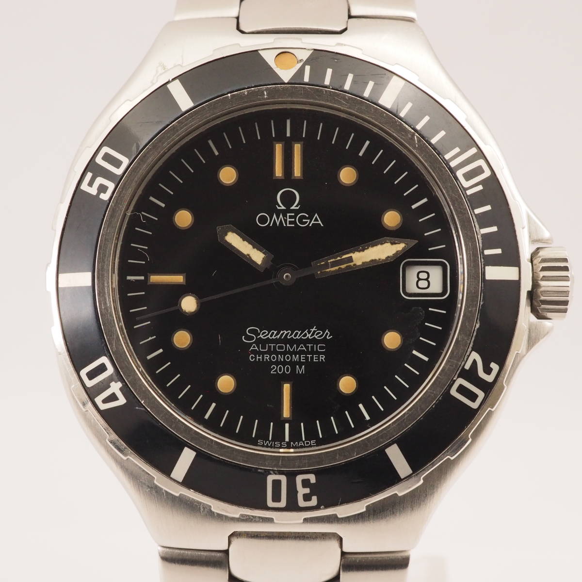 【傷や汚れあり】オメガ シーマスター プレボンド オートマチック 200m Ref,368.1062 Cal,1111 OMEGA Seamasterデイト 黒文字盤 自動巻 男性+元箱 ...