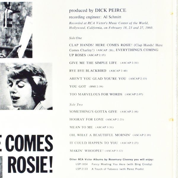 【やや傷や汚れあり】 ローズマリー・クルーニー(Rosemary Clooney)｜ヒア・カムズ・ロージー(Clap Hands! Here ...