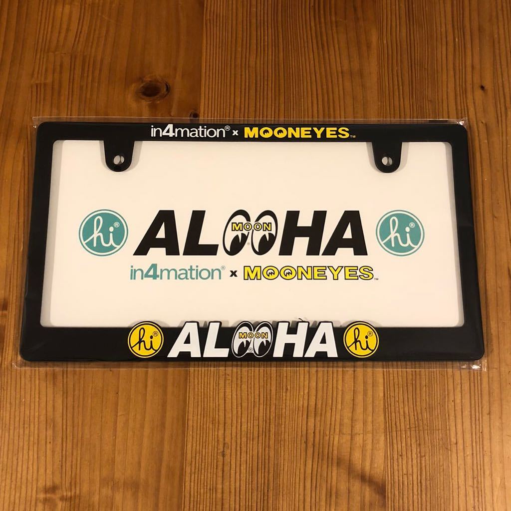 【未使用】送料込み 1枚 車検適合 MOONEYES Raised in4mation x MOONEYES ロゴ ライセンスフレーム ムーン ...