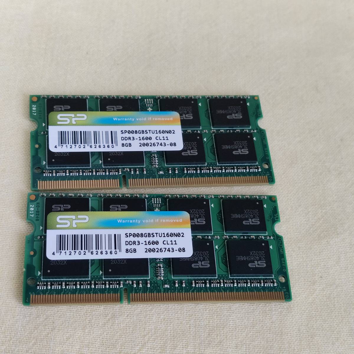 【目立った傷や汚れなし】【83M5HD】SP DDR3 8GB×2枚＝16GB ノートパソコン用メモリー シリコンパワーの落札情報詳細 ...