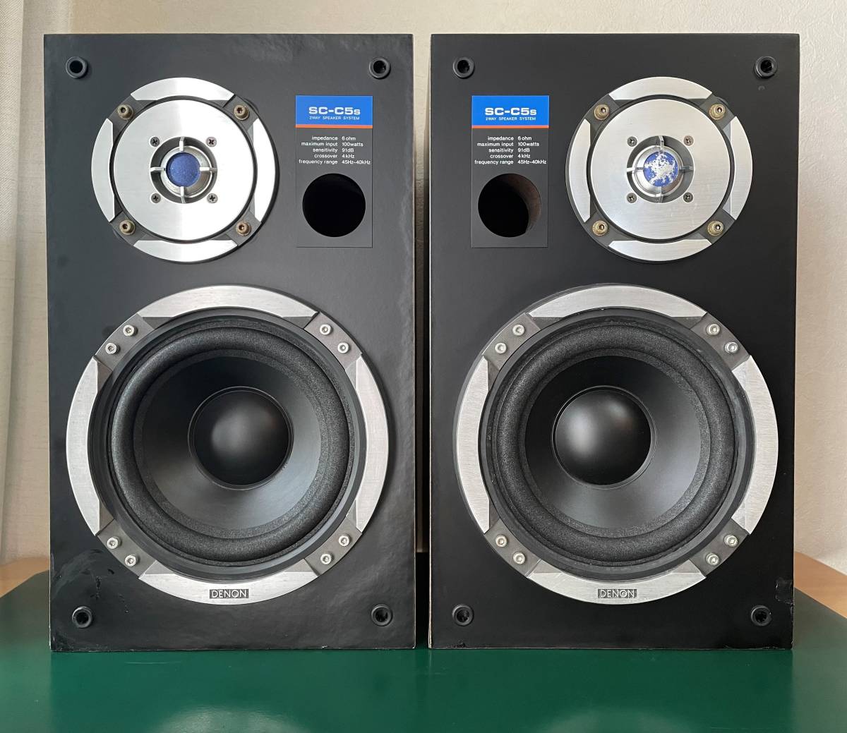 【傷や汚れあり】DENON SC-C5s 2ウェイ・バスレフ方式・低域用:16cmコーン型(新品のウレタンエッジに交換済) 高域用:2.5cm ...