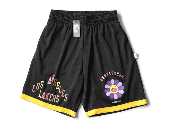 【未使用】★未使用 TM/KK × Mitchell＆Ness Complexcon限定 LOSANGELS Lakers メッシュ ショーツ 黒 M ハーフパンツ カイカイキキ 村上隆 16 ...