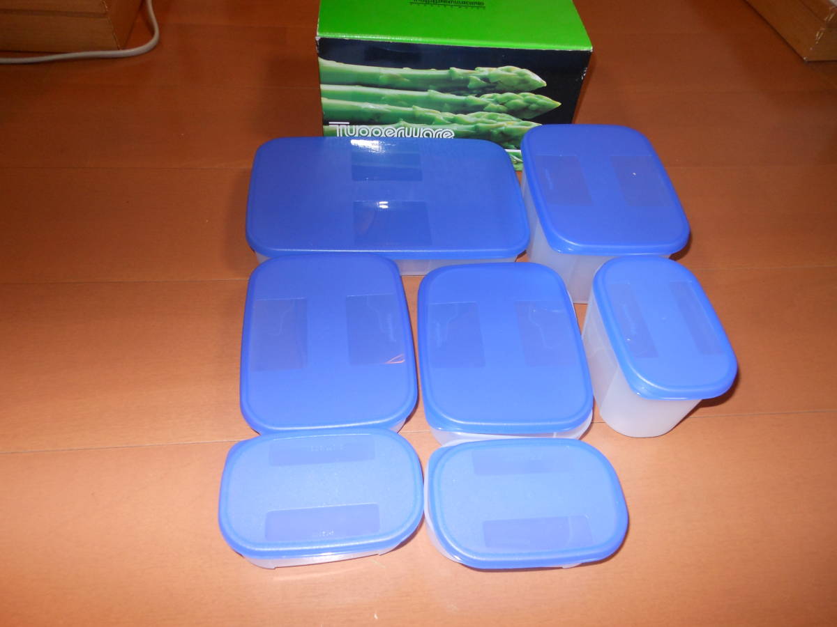 【未使用】箱入り Tupperware タッパーウェア フリーザーメイト ブルー 7点セットの落札情報詳細 ヤフオク落札価格情報 オークフリー