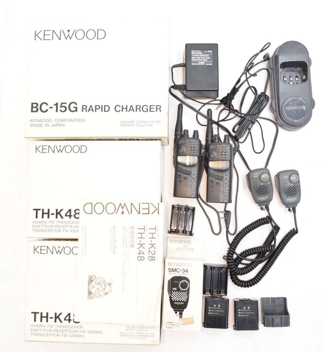 【傷や汚れあり】R1C★KENWOOD ケンウッド TH-K48 BC-15G SMC-34 スピーカーマイクロフォン 急速充電器 など ...