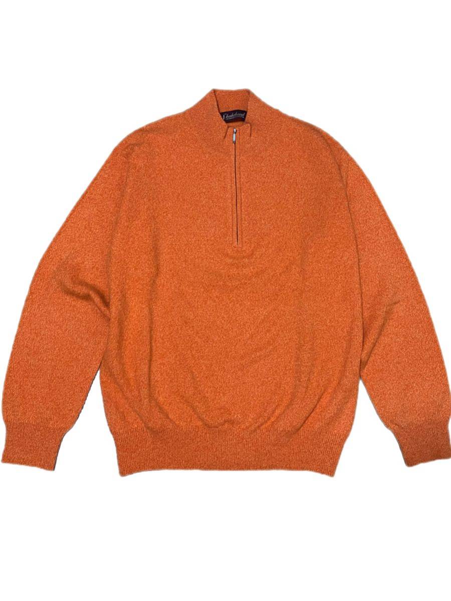 【未使用に近い】定価4万 メンズShakehand シェイクハンド デザイン M 最高級カシミヤ100% ハーフジップニット プルオーバー オレンジ CASHIMERE COLLECTION ...
