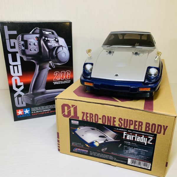 【目立った傷や汚れなし】 14ソ9【送140】1円～動作確認済 ABCHobby ゼロワンスーパーボディ ラジコン 日産 フェアレディZ シャーシTT-02 & プロポ エクスペックGT の ...