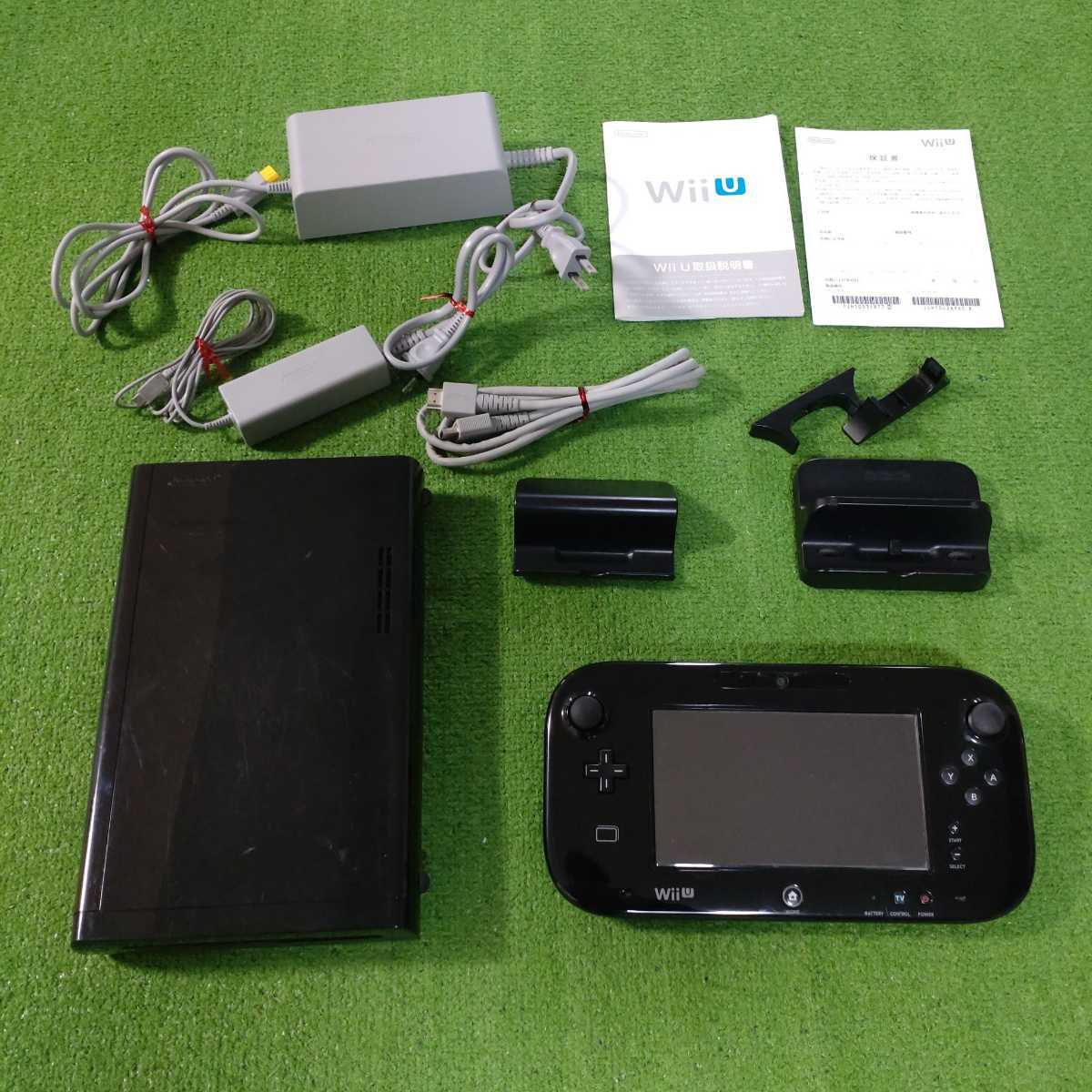 【やや傷や汚れあり】Wii U 本体 32GB WUP-101 GamePad ゲームパッド WUP-010 ブラック クロ 動作確認済み ...