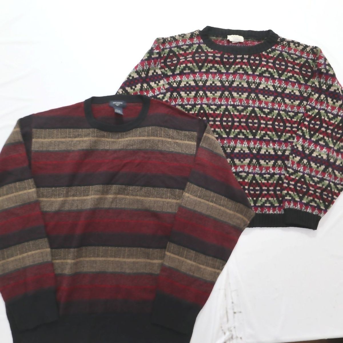 【やや傷や汚れあり】 デザインニット set アクリル100％ 総柄 他 (メンズXL) 5枚セット まとめ売り 古着卸 1円スタート 最落 ...