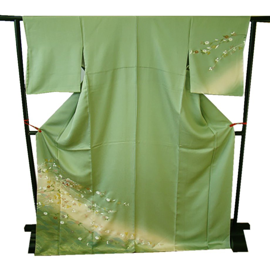 【未使用に近い】時代屋 裄68.2cm ロング寸 綸子地 金彩加工染 刺繍 附下げ 訪問着 正絹 未使用 仕付糸付 袷 158cm～165cm HH702の落札情報詳細 - ヤフオク落札価格 ...