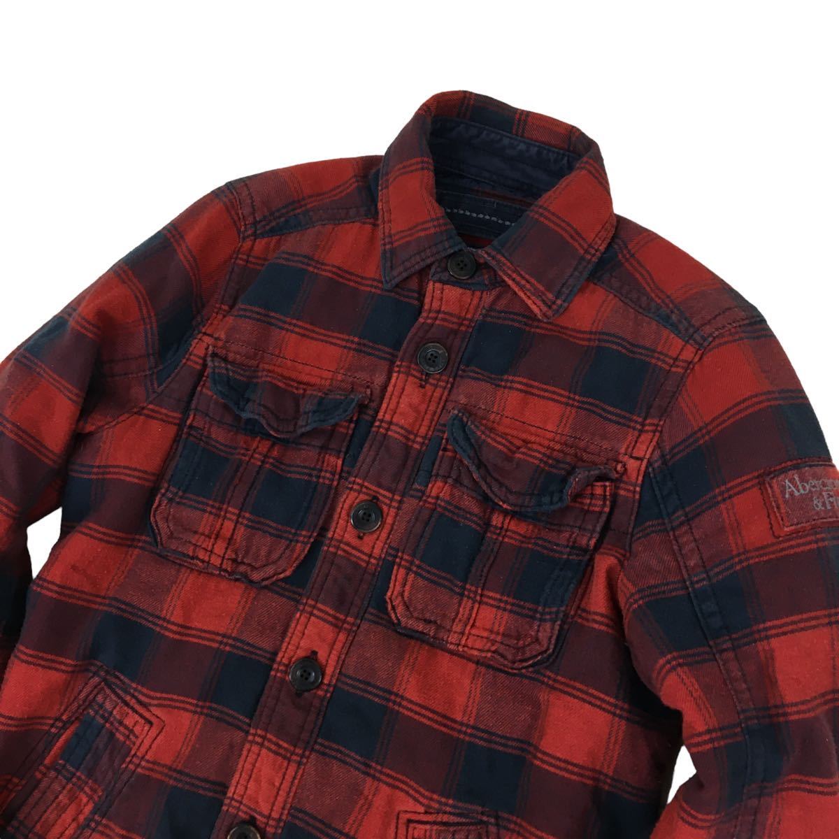 【やや傷や汚れあり】Y480 Abercrombie & Fitch アバクロンビー＆フィッチ チェックジャケット ブルゾン ジャンパー S メンズ アウター レッド 赤の落札情報詳細 ...