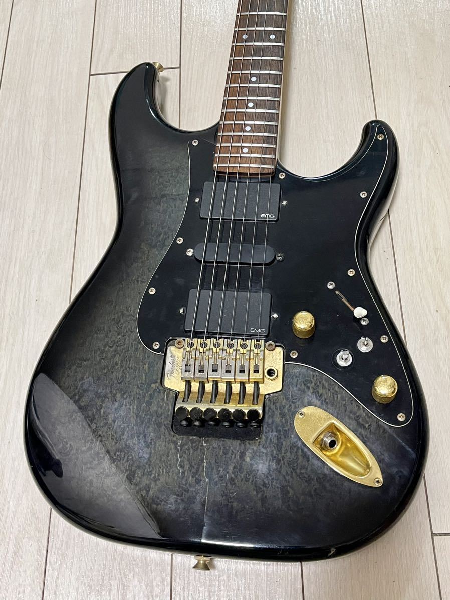 【やや傷や汚れあり】Fender Japan STR-80フェンダー ストラトキャスター ロック式 フロイドローズ エレキギター EMG ...
