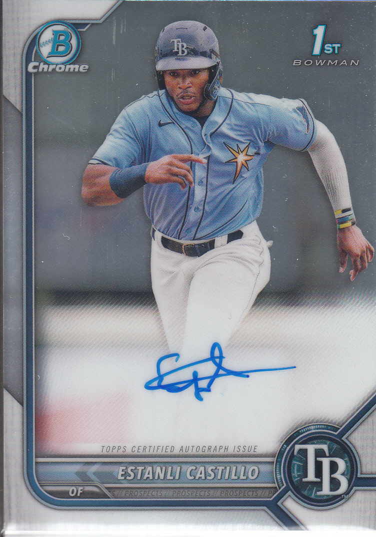 【目立った傷や汚れなし】【Estanli Castillo】 Bowman chrome 2022 Chrome Prospect Auto Tampa Bay Rays 直筆サインカードの ...
