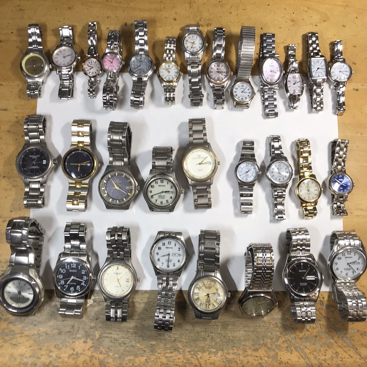 【傷や汚れあり】ブランド ソーラー 腕時計 30本 大量 まとめ 部品欠品無し SEIKO CASIO CITIZEN ALBA REGNO ELGIN WIRED Sharex RICOH ...