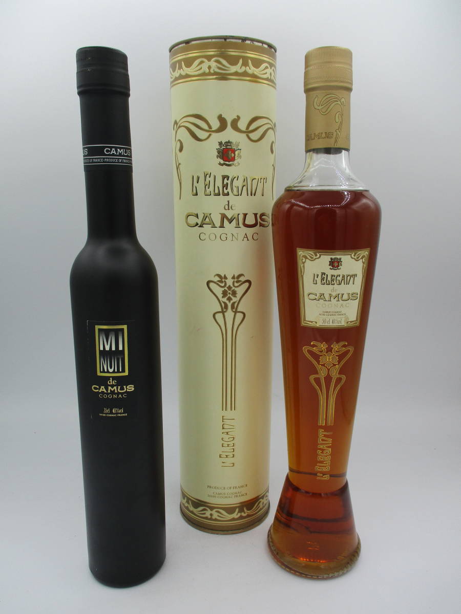 【傷や汚れあり】1円～【未開栓】2本セット CAMUS MI NUIT カミュ ミニュイ 350ml 40% / CAMUS カミュ L'ELEGANT スリムボトル COGNAC 500ml ...