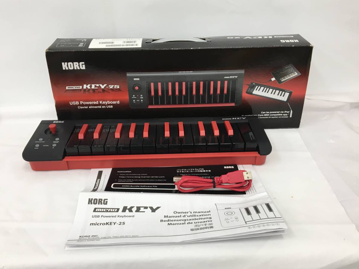 【傷や汚れあり】 KORG MIDI USB POWERED KEYBOARD 25鍵盤 (ブラックレッド) [MICROKEY-25BKRD]キーボード コントローラー/説明書あり/現状お ...