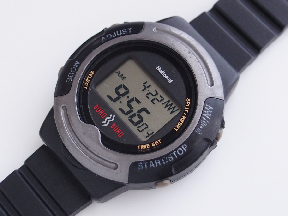 【傷や汚れあり】ナショナル 振動式アラーム ブルブル 腕時計 TG477！national panasonic buru buru ...