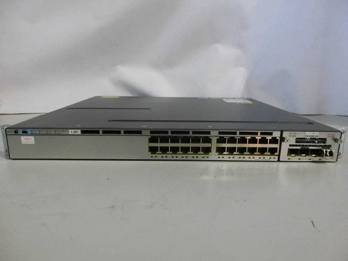 【傷や汚れあり】 004 CISCO Catalist 3750-X Series WS-C3750-24T-S V03 C3KX-NM ...