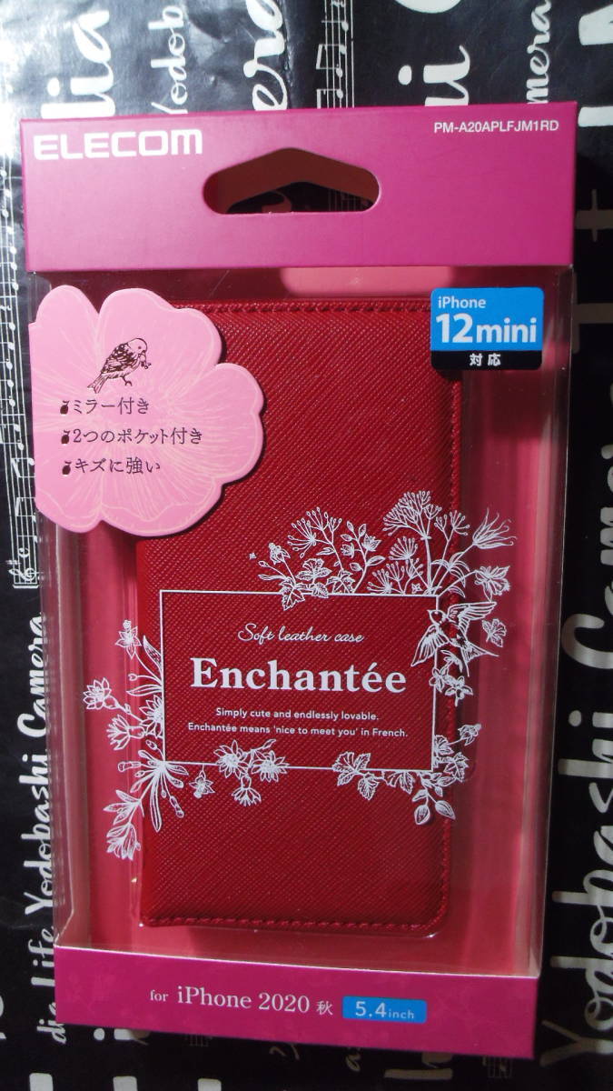 【未使用】ELECOM iPhone 12 mini サフィアーノ調レザーケース レッド Enchante'e 磁石付 手帳型 ストラップホール コンパクトミラー カードポケットの落札情報詳細 ...