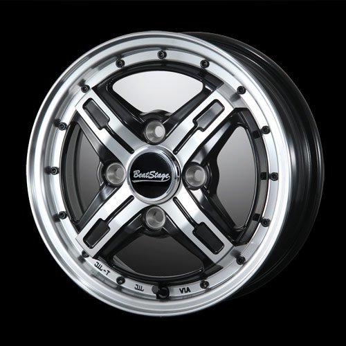 【未使用】Beat Stage FS-C 12インチ 4.00B +43 4-100 ブラックポリッシュ 4本セット ブレスト ビートステージ ...