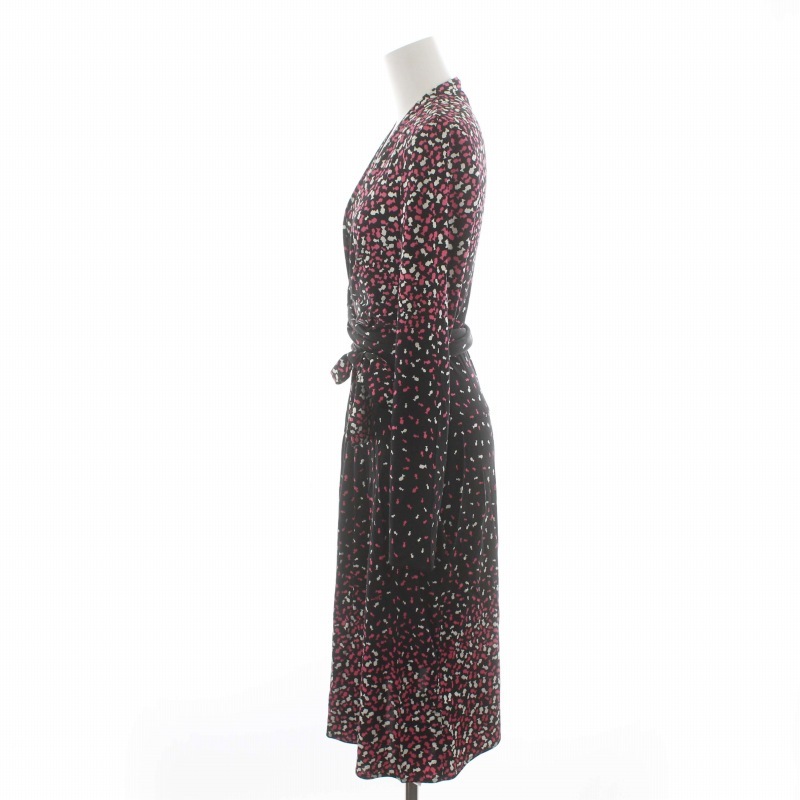 【未使用】未使用品 イッサロンドン ISSA LONDON ワンピース カシュクール 総柄 ひざ丈 絹 シルク 長袖 US2 M 黒 ブラック ピンク 白の落札情報詳細 - Yahoo ...