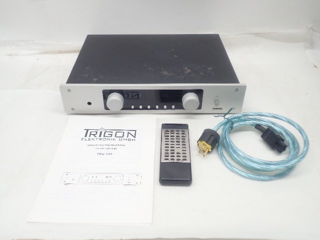 【傷や汚れあり】TRIGON トライゴン TRV-100A コントロールアンプ プリアンプ 説明書/電源ケーブル/リモコン付き ¶ 6AA75 ...