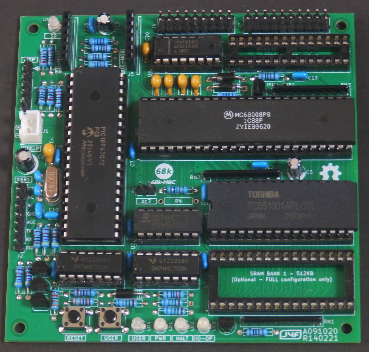 【未使用】68K-MBC ICあり 部品取付済み基板 FULL版 マイクロSDカード16GBとモジュール セット CP/M-68 ...