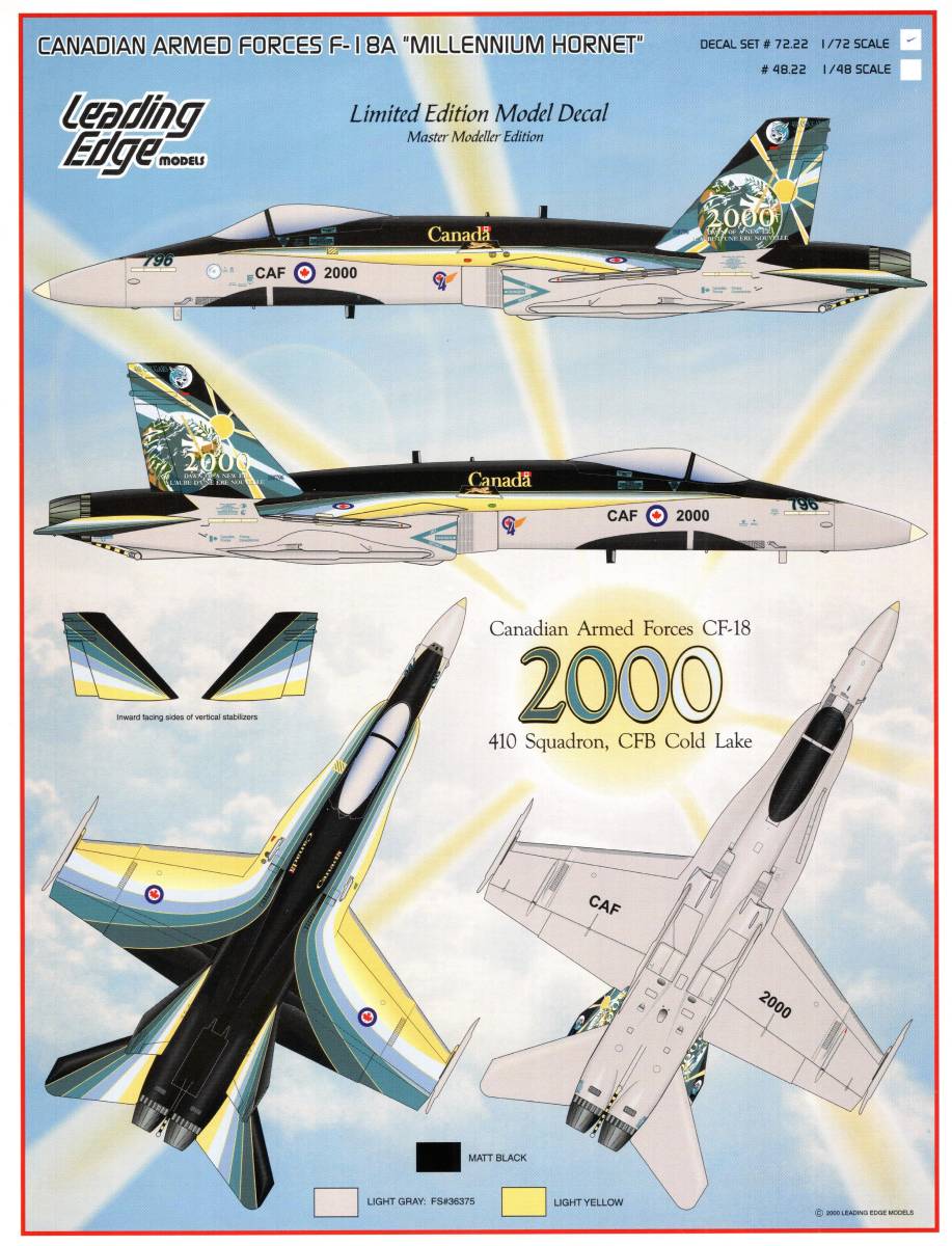【未使用】Leading Edge Decals, 72.22, Canadian Armed Forces F-18A ...
