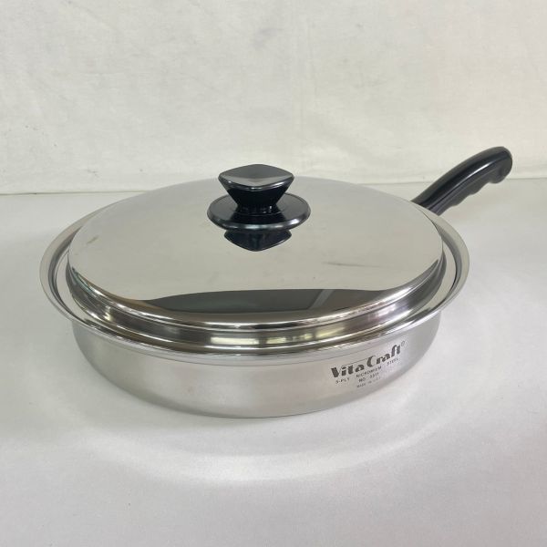【傷や汚れあり】P225-K48-38 Vita Craft ビタクラフト 蓋付き フライパン NO.5511 片手鍋 5-PLY NICROMIUM STEEL 調理器具 アメリカ製 直径 ...