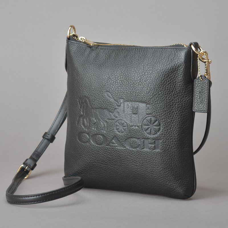 【未使用】未使用 美品 COACH コーチ ホース アンド キャリッジ ショルダーバッグ ペブルド レザー ブラック 1897 ポシェット ...