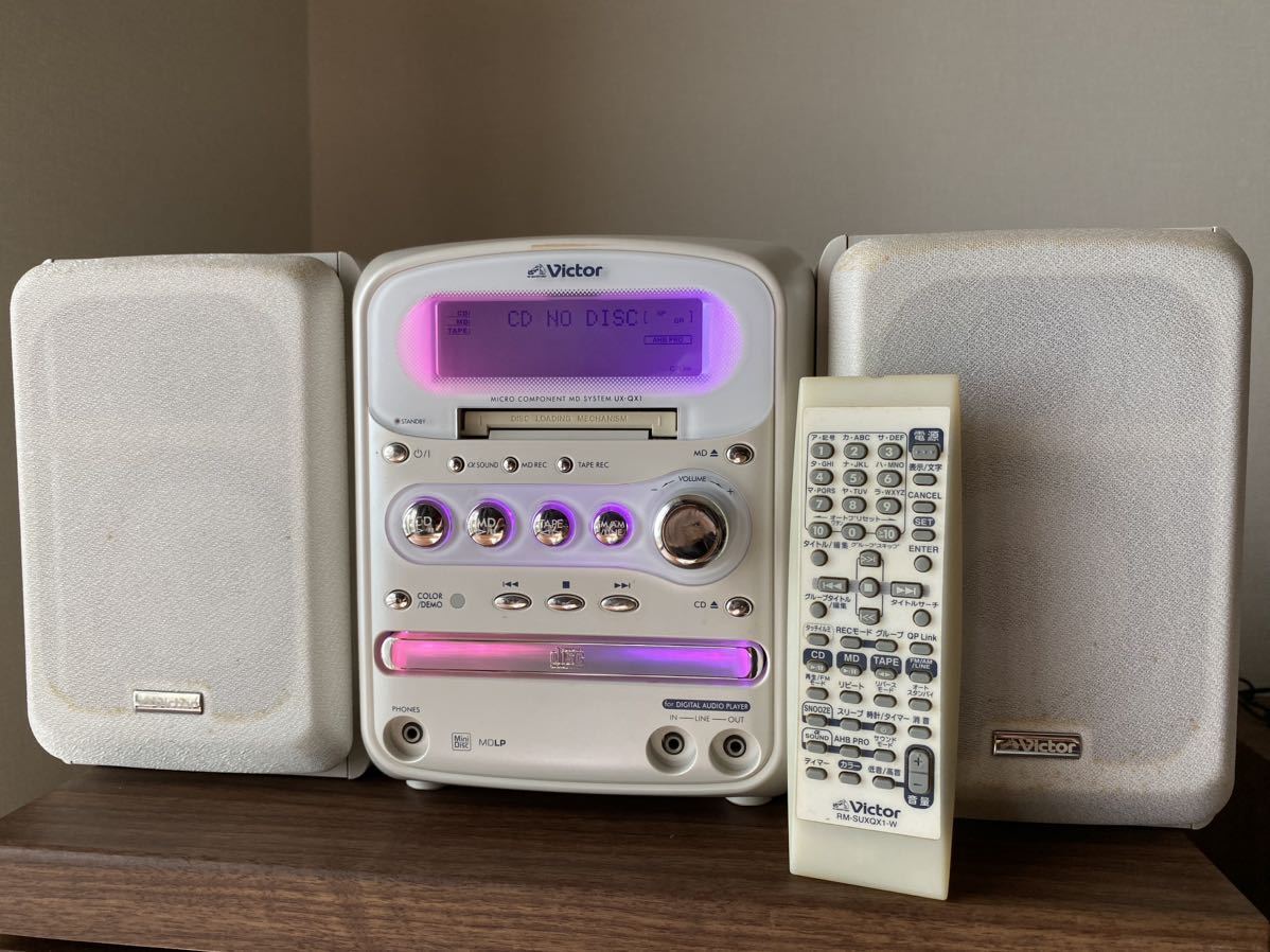 【やや傷や汚れあり】ビクター システムコンポ Victor UX-QX1 リモコン付き CD MD カセット コンポ RM-SUXQM1-Wの落札情報詳細 - ヤフオク落札価格検索 オークフリー